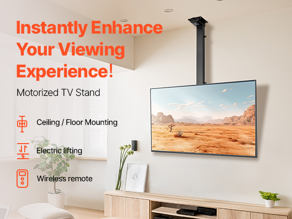 VEVOR Motorized Ceiling TV Mount 32-55 in Screen Electric Adjustable TV ...
