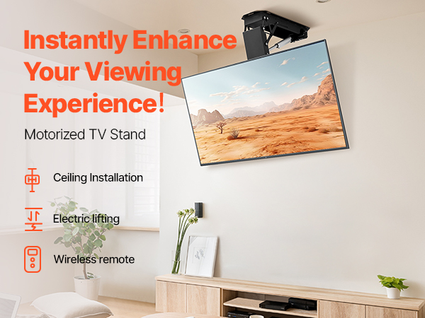 VEVOR Motorized Ceiling TV Mount, TV Wall Mount for 32 to 70 Inch TV ...