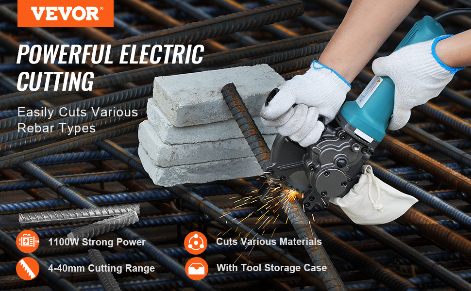 VEVOR 1100W Electric Rebar Cutter Cutting up to 3/2In 4-40mm | VEVOR CA