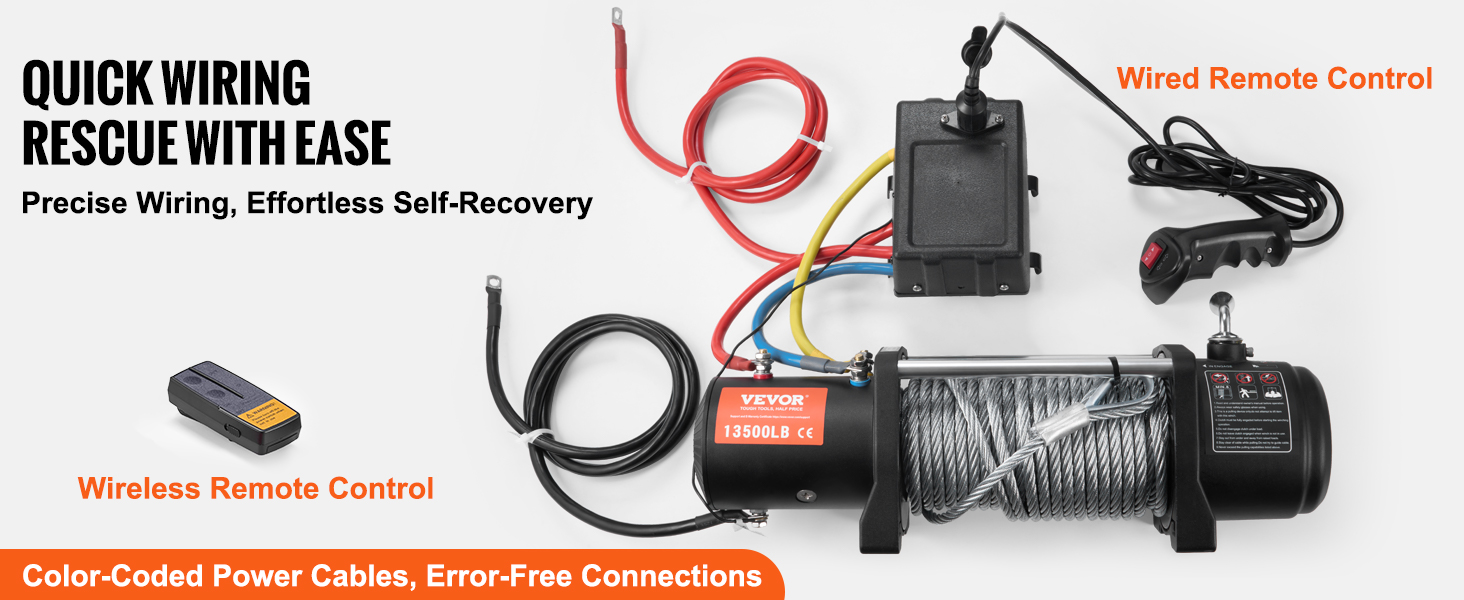 VEVOR Electric Winch Truck 6123 kg Steel Cable IP65 Waterproof Remote ...