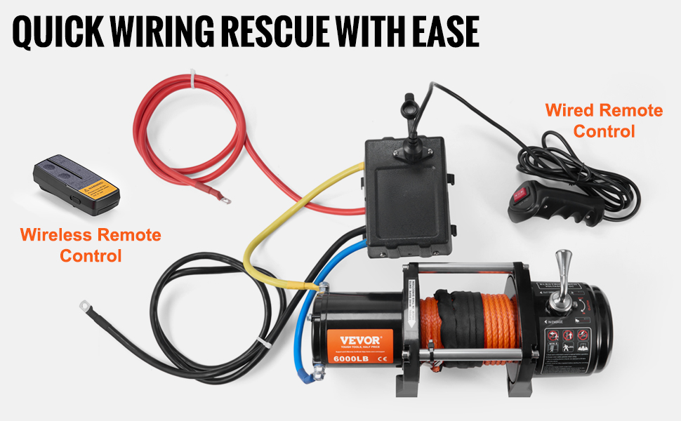 VEVOR Electric Winch for Truck 6000 lb Synthetic Rope Waterproof Remote ...