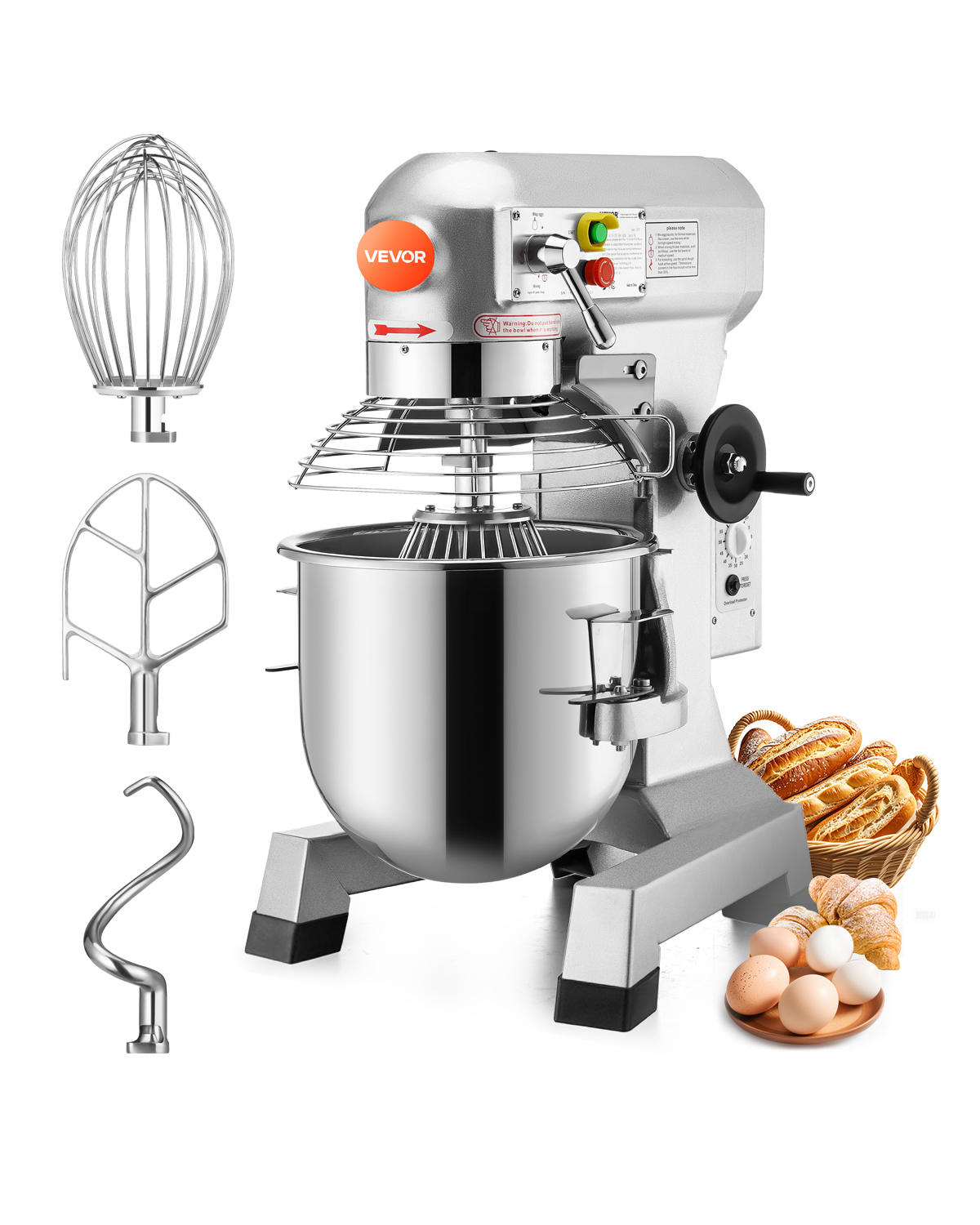 VEVOR Commercial Food Mixer 15Qt 600W 3 Speeds Adjustable 110/178/390 ...