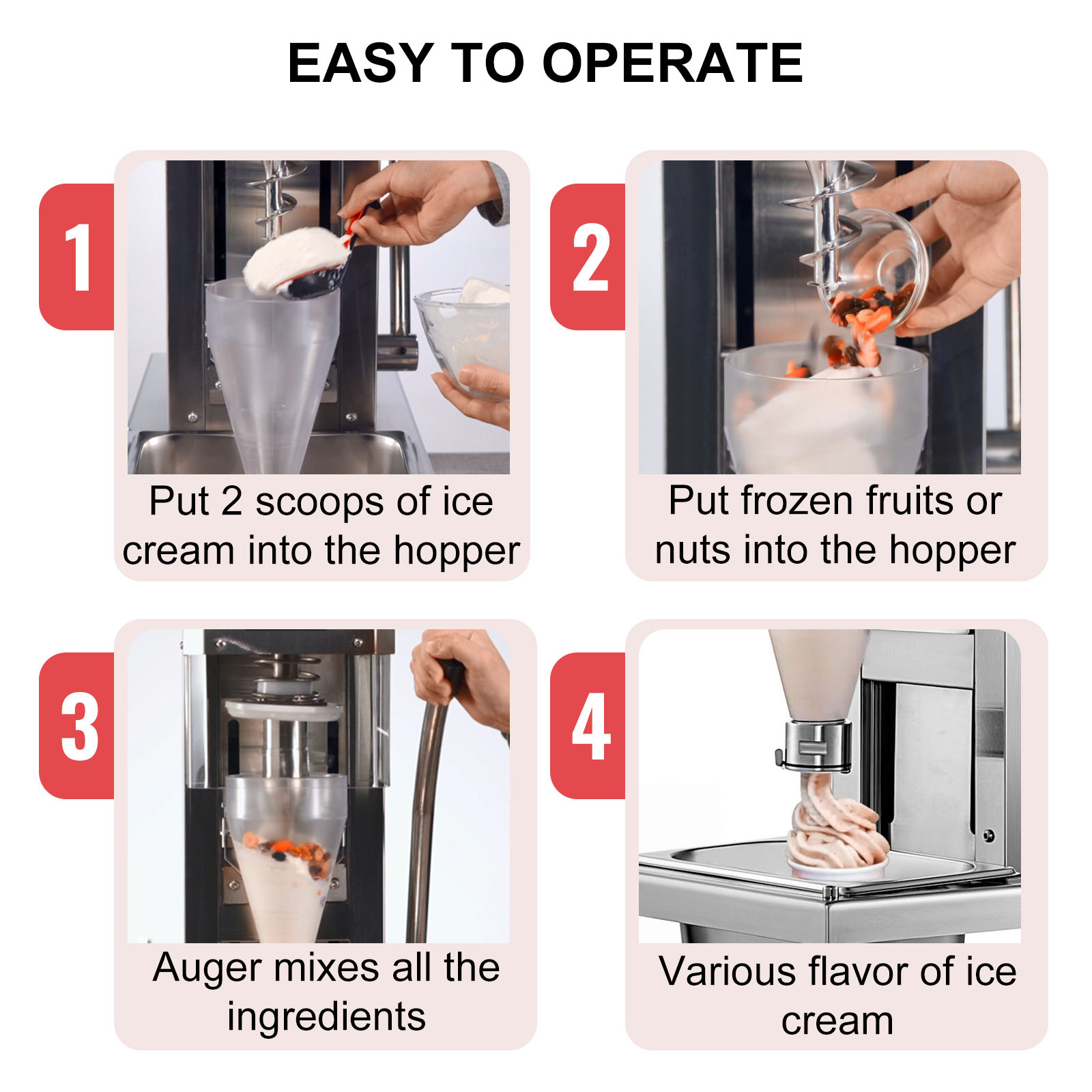 VEVOR 110V Frozen Yogurt Blending Machine 750W, Yogurt Milkshake Ice ...