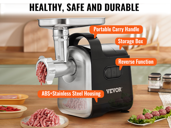 VEVOR Electric Meat Grinder, 6.6 Lb/Min, 550W（2200W MAX) Industrial ...