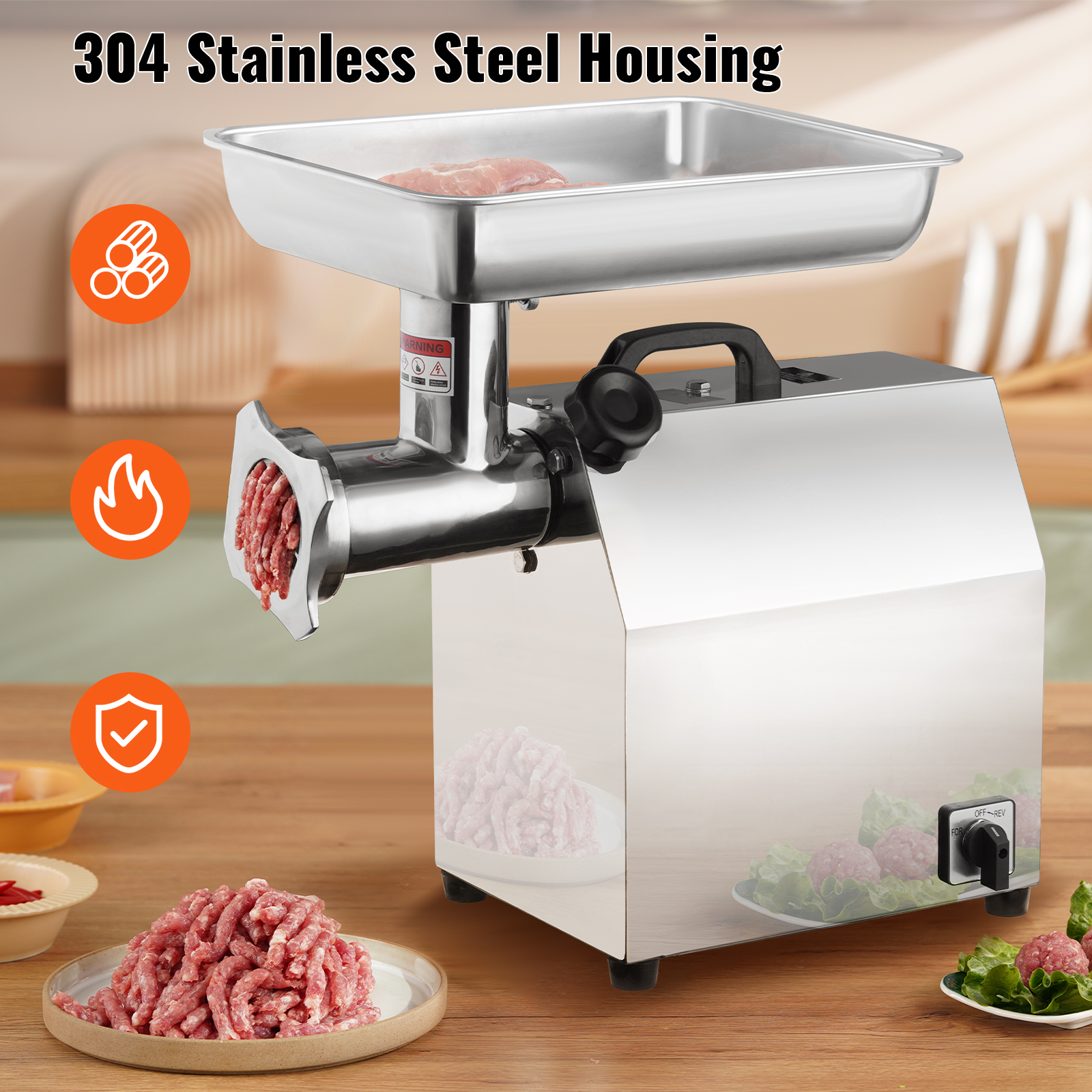 VEVOR Electric Meat Grinder, 8.3 Lb/Min, 650W（3800W MAX) Industrial ...