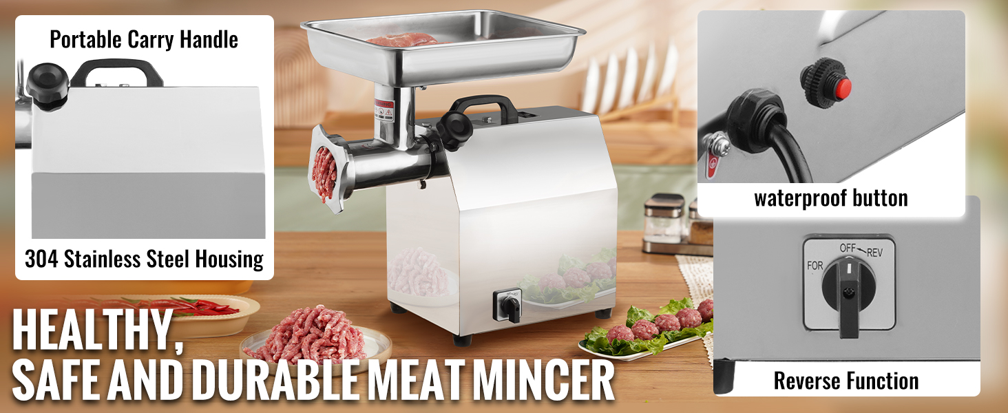 VEVOR Electric Meat Grinder, 396 Lb/H Capacity, 1100W (4600W MAX ...