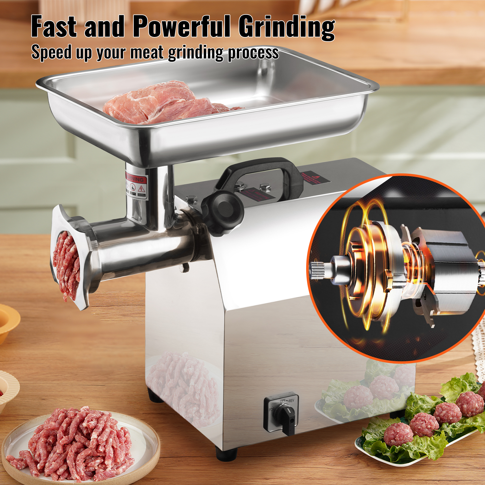 VEVOR Electric Meat Grinder, 396 Lb/H Capacity, 1100W (4600W MAX ...