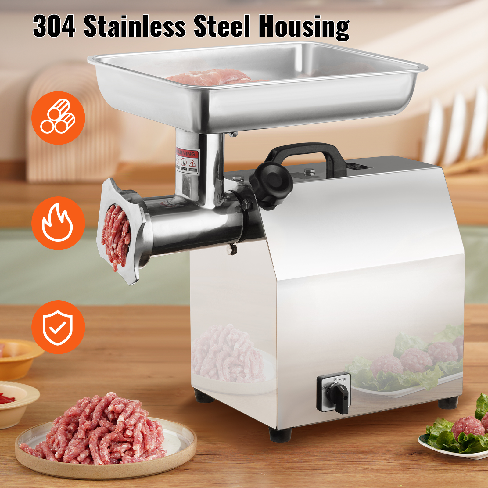 VEVOR Electric Meat Grinder, 794 Lb/H Capacity, 1100W (6000W MAX ...