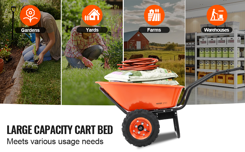 VEVOR Electric Wheelbarrow Cart One Wheel 7 Cu Ft Powered Dump Cart 573 ...