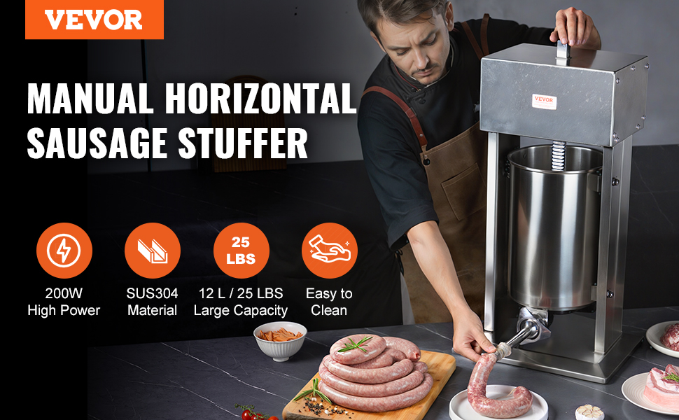 VEVOR Electric Sausage Stuffer 12 L Vertical Meat Stuffer 304 Stainless ...