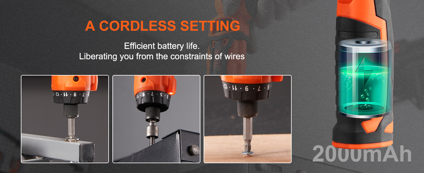 VEVOR Cordless Screwdriver, 4V 7Nm Electric Screwdriver Rechargeable ...
