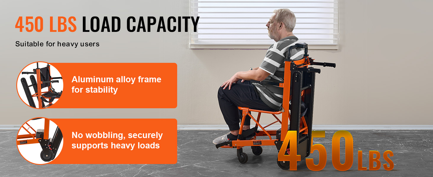 VEVOR Electric Stair Chair, 450 lbs Load Capacity, Foldable Emergency ...