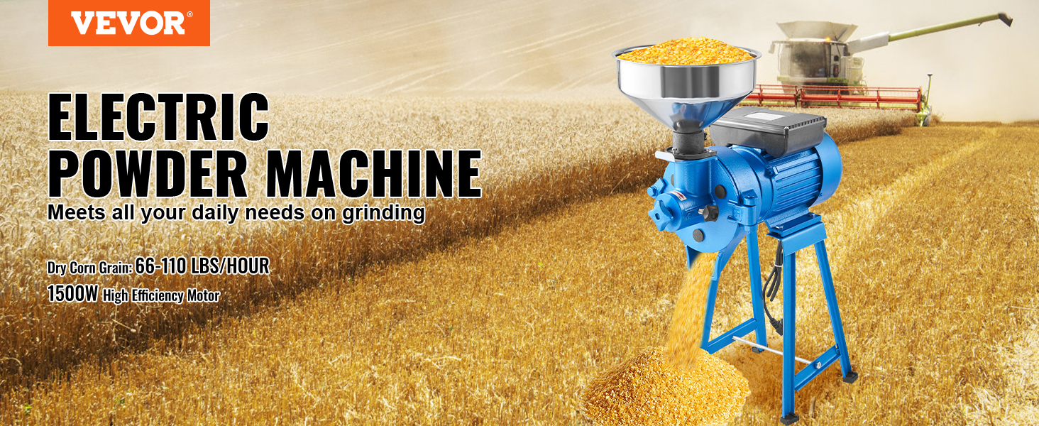 VEVOR Electric Grain Mill Grinder, 1500W 110V Spice Grinders ...