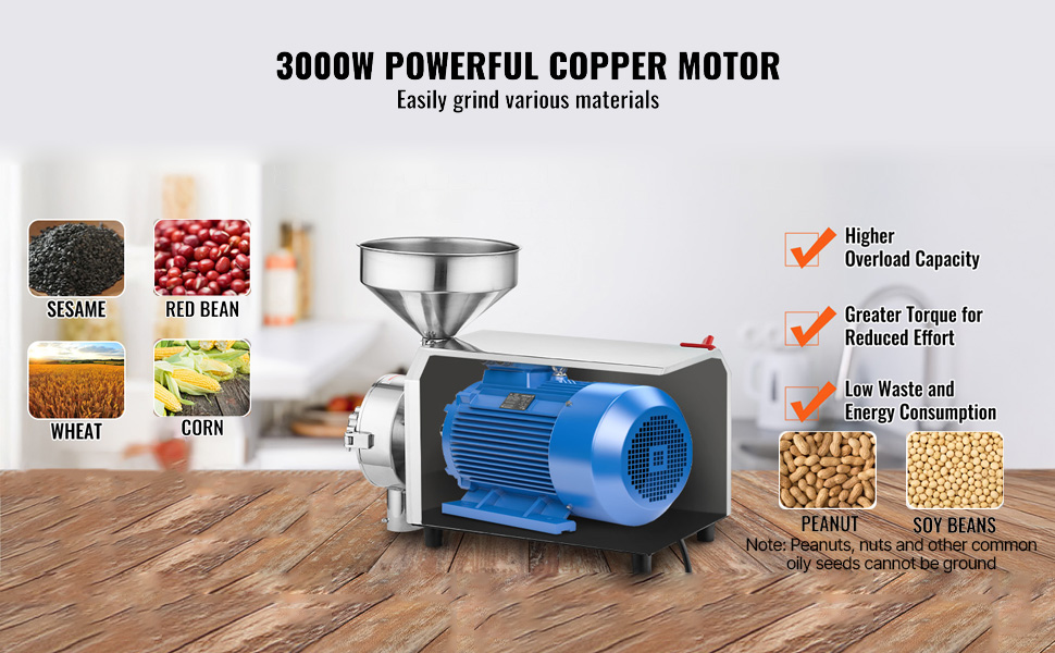 VEVOR Grain Grind Mill Grain Grinding Machine 3000W Food Processing ...