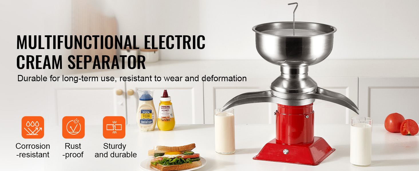 VEVOR Milk Cream Centrifugal Separator, 304 Stainless Steel Electric ...