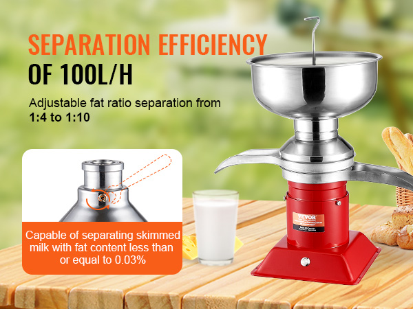 VEVOR Milk Cream Centrifugal Separator, 304 Stainless Steel Electric ...
