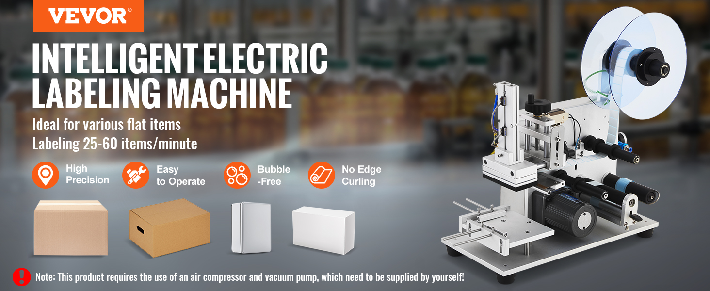VEVOR Electric Flat Labeling Machine, 25-60pcs/min, Flat Surface Label ...