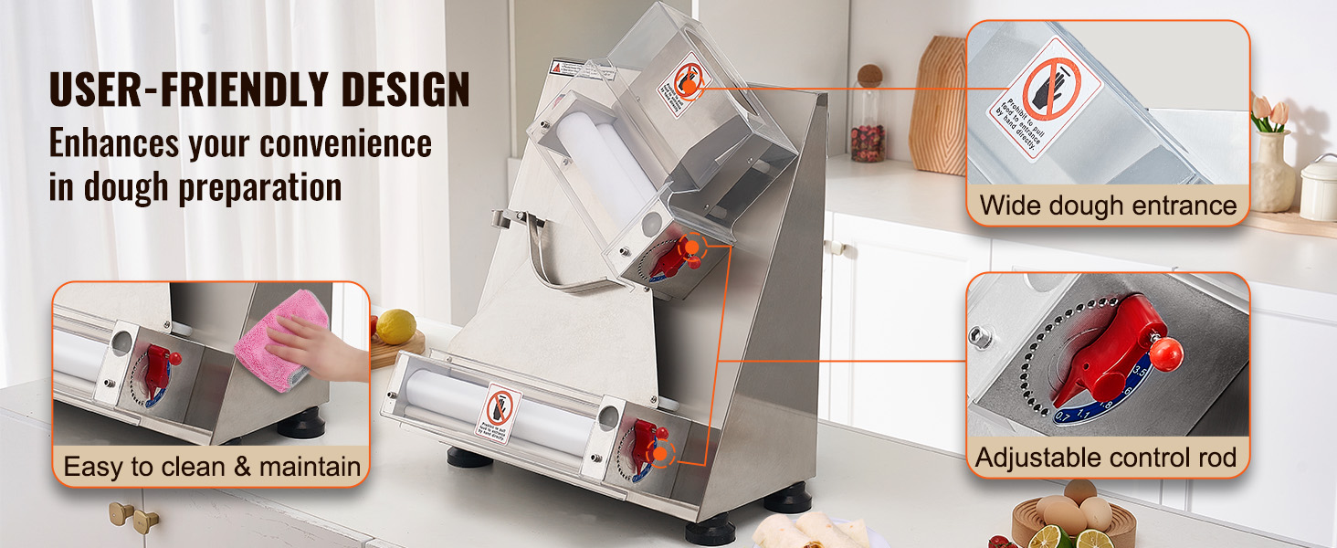 VEVOR Pizza Dough Roller Sheeter, 3-12 Inch Automatic Commercial Pizza ...