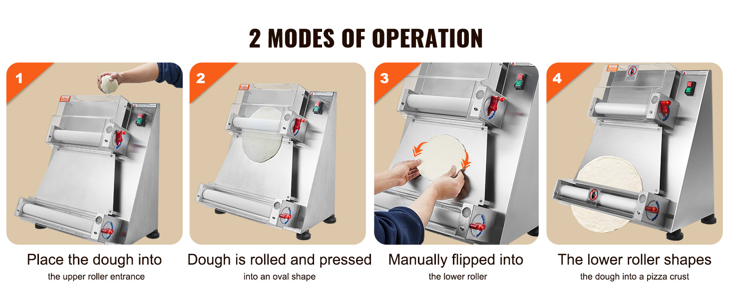 VEVOR Pizza Dough Roller Sheeter, 3-15 Inch Automatic Commercial Pizza ...