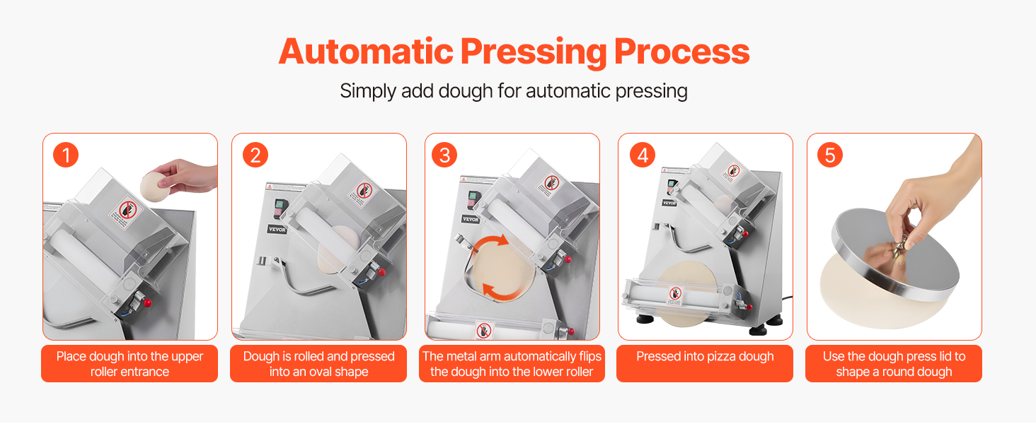 VEVOR 14 Inch Pizza Dough Roller Sheeter Automatic Commercial Dough ...
