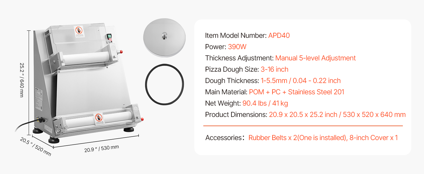 16 Inch Pizza Dough Roller Sheeter Semi-automatic Commercial Dough ...