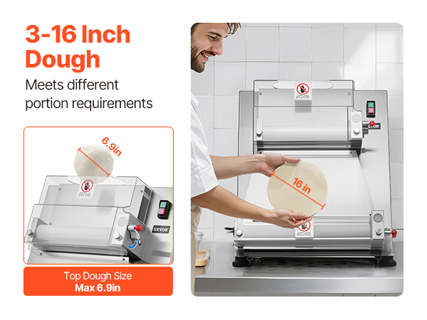 16 Inch Pizza Dough Roller Sheeter Semi-automatic Commercial Dough ...