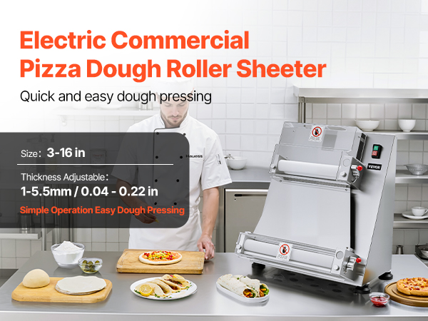 16 Inch Pizza Dough Roller Sheeter Semi-automatic Commercial Dough ...