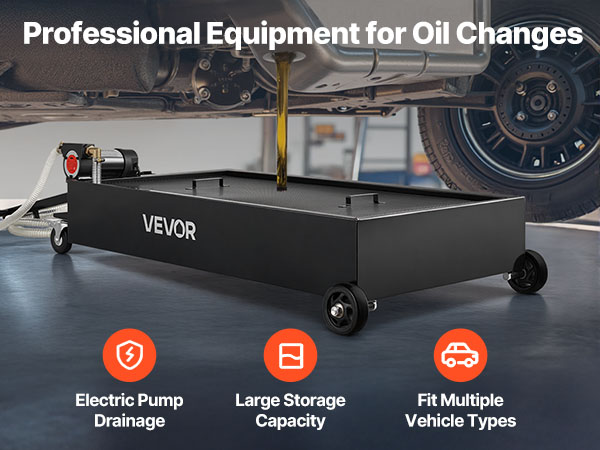 VEVOR Low Profile Oil Drain Pan, 20 Gallon Oil Drain Pan with Pump, Oil ...