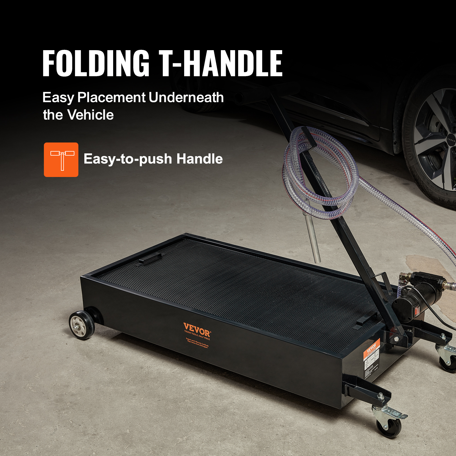 VEVOR Low Profile Oil Drain Pan, 20 Gallon Oil Drain Pan with Pump, Oil ...
