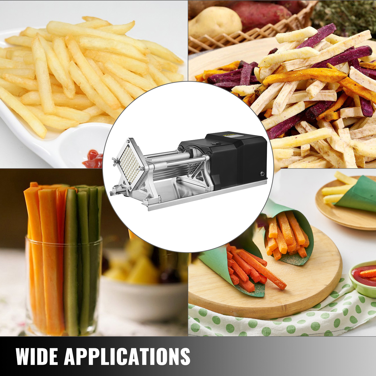 VEVOR Electric French Fry Cutter with 6mm 9mm 13mm and 8-Wedge Blade ...