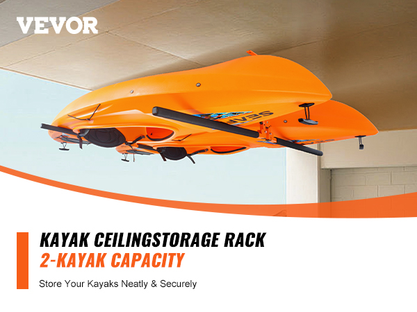 VEVOR Kayak Ceiling Storage Rack, Ceiling Storage Rack for 2 Kayak ...