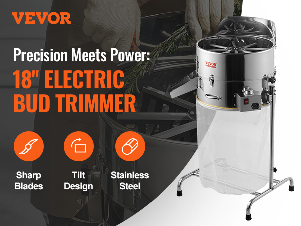 VEVOR Electric Bud Trimmer, 18'' Electric Leaf Trimmer Machine with 60W ...