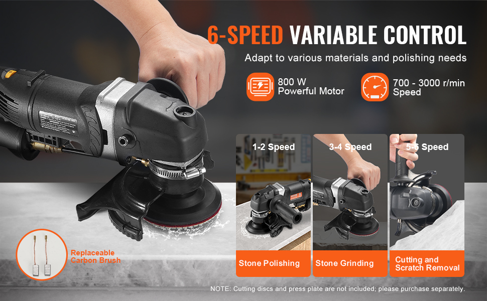 VEVOR Wet Stone Polisher 4-Inch 800W Electric Concrete Polisher 6 Speed ...