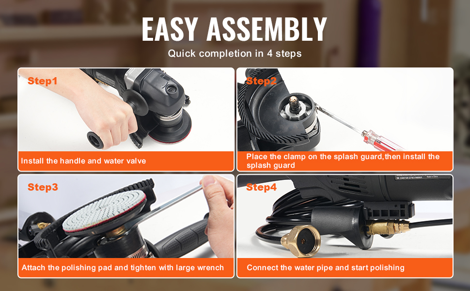 VEVOR Wet Stone Polisher 4-Inch 800W Electric Concrete Polisher 6 Speed ...