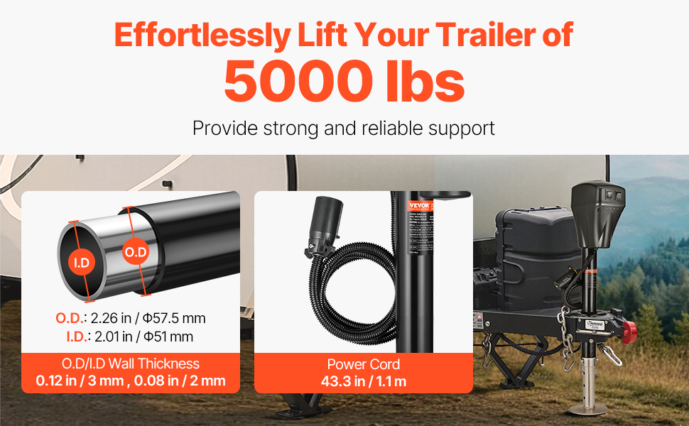 Electric Trailer Jack 5000 lbs Power Tongue Jack for RV Trailer ...