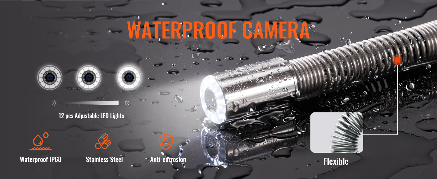 VEVOR Sewer Camera with 512Hz Locator, 50 m, 9" Pipeline Inspection ...