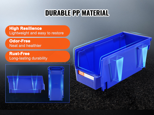VEVOR Plastic Storage Bin, (11-Inch x 5-Inch x 5-Inch), Hanging ...