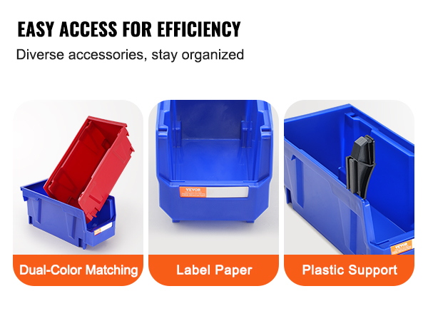 VEVOR Plastic Storage Bin, (11-Inch x 5-Inch x 5-Inch), Hanging ...