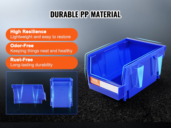 VEVOR Plastic Storage Bin, (5-Inch x 4-Inch x 3-Inch), Hanging ...