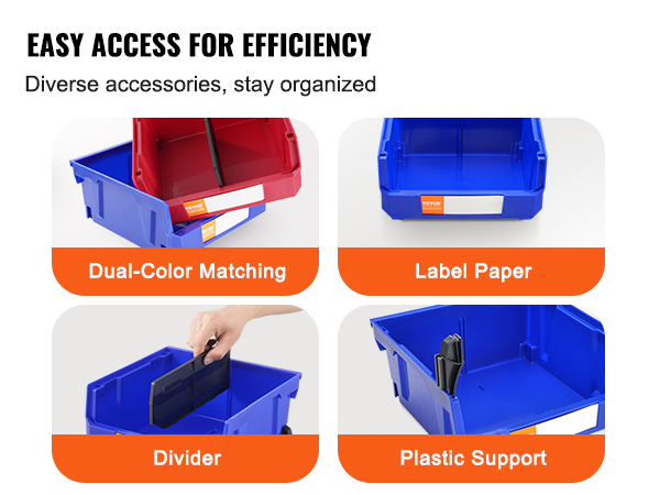 VEVOR Plastic Storage Bin, (11-Inch x 11-Inch x 5-Inch), Hanging ...