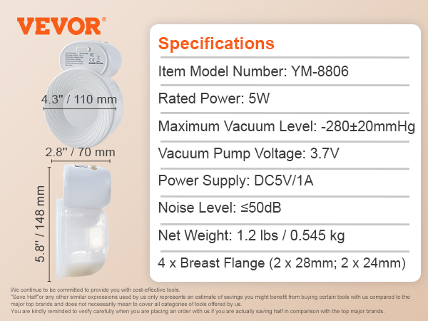 VEVOR Breast Pump, Wearable Electric Breast Pumps Hands Free, 4 Mode ...