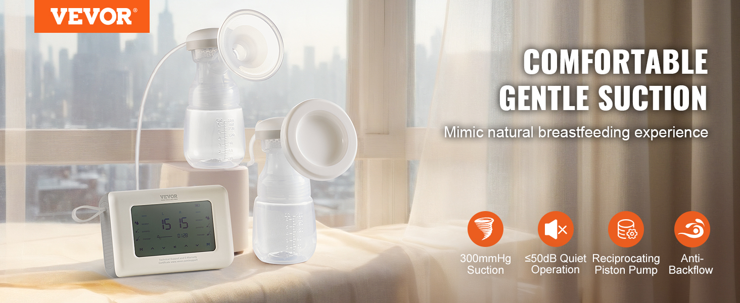 VEVOR Breast Pump, Single/Double Adjustable Electric Breast Pumps, 4 ...