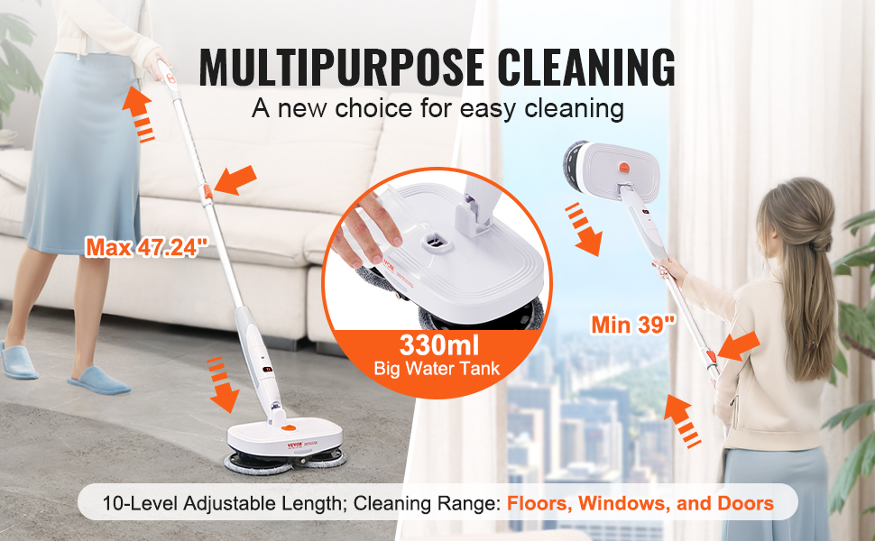 VEVOR Cordless Electric Mop, Electric Spin Mop with Water Tank, up to ...