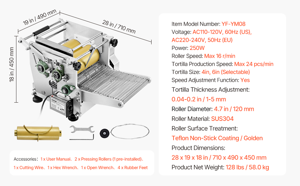 VEVOR Electric Tortilla Maker Automatic Corn Tortilla Making Machine (4 ...