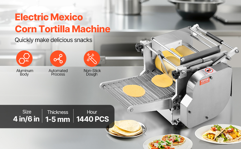 VEVOR Electric Tortilla Maker Automatic Corn Tortilla Making Machine (4 ...