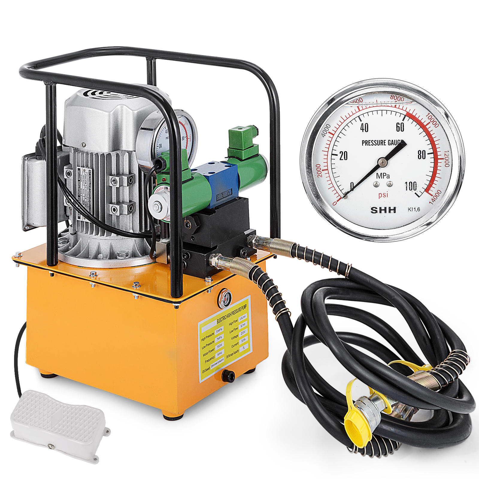 VEVOR 10152 PSI Hydraulic Electric Pump 750W Double Acting Hydraulic ...