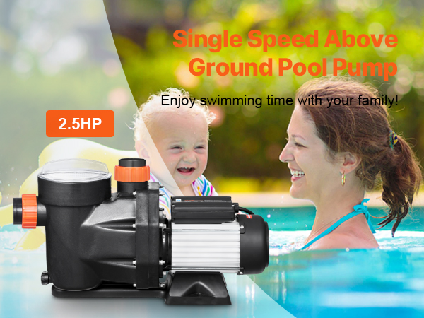 VEVOR 2.5 HP Above Ground Swimming Pool Pump Single Speed 148 GPM 3450 ...