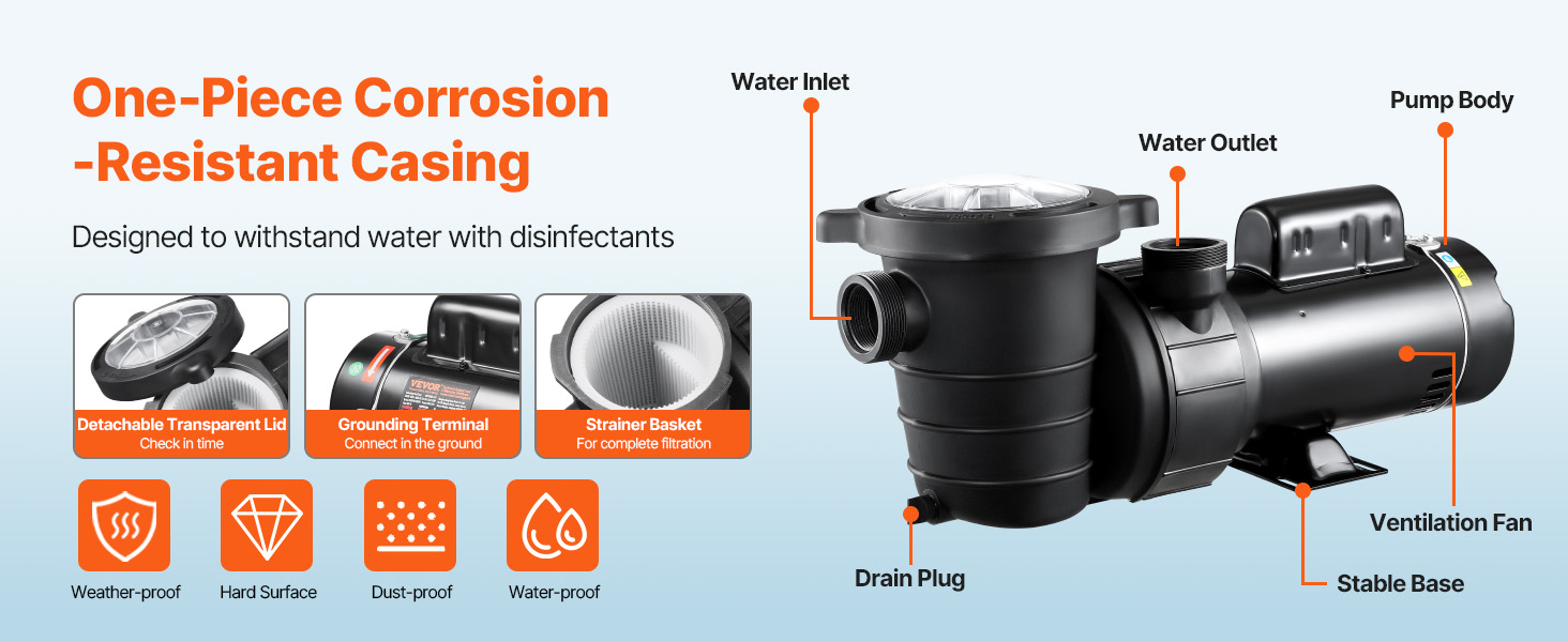 Above Ground Pool Pump 1.5HP/0.35HP Dual Speed Swimming Pool Pump 110 ...