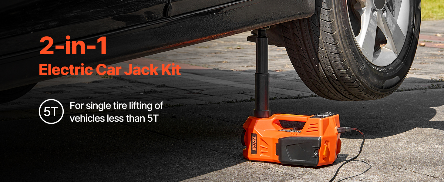 Adjustable Electric Car Jack 5 Tons /11000 lbs Jack kit with Secure ...