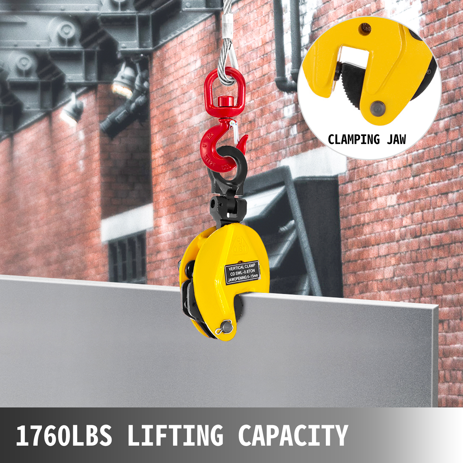VEVOR 0.8T Plate Clamp 1763Lbs Plate Lifting Clamp Jaw Opening 0.6 inch ...